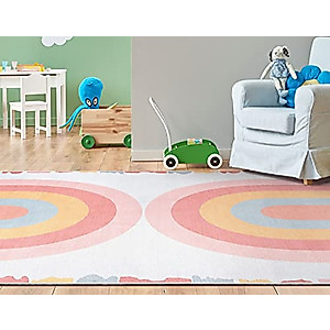 Well Woven Kids Crescent Rainbow Rug, 5' x 7', Multi Color