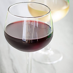 Restaurantware Cascata 13 Ounce Balloon Red Wine Glasses Set Of 6 Tempered Red Wine Glasses - Chip-Resistant Fine-Blown Glass Wine Balloon Glasses Dishwasher-Safe Stemware For Red or White Wines