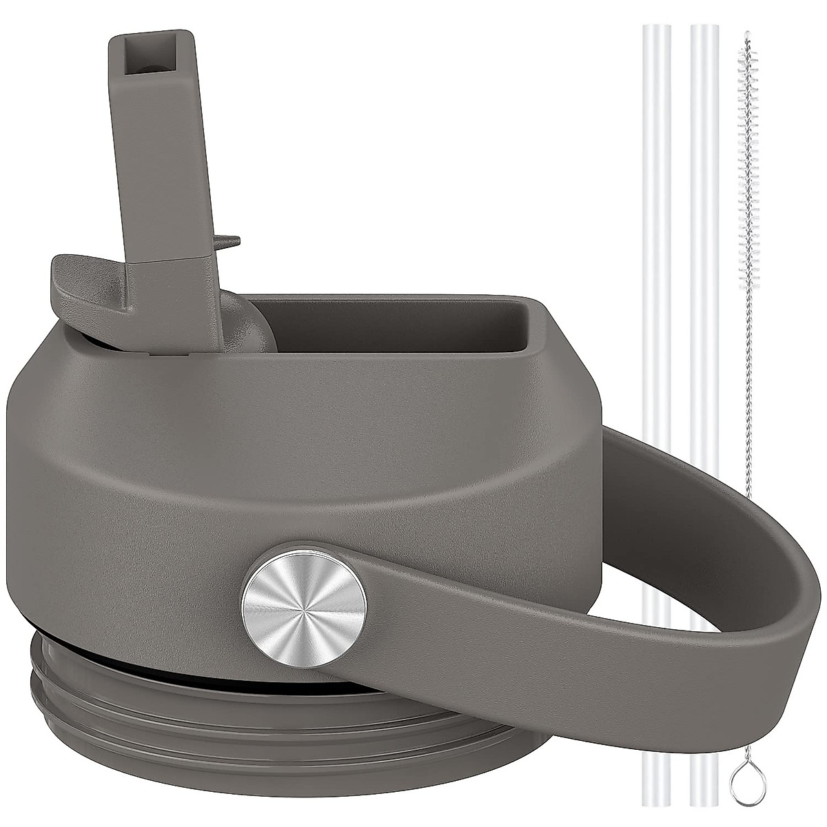 Straw Lid for Yeti Rambler Water Bottle 18 oz,26 oz,36 oz,46 oz,12 oz,64 oz,Straw Cap,Straws and Brush Include (Graphite)