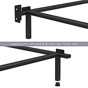 EMODA 7 Inch Metal Full Size Bed Frame for Box Spring and Mattress, 9 Legs Support Metal Base Bedframe Tool-Free and Easy Assembly, Black