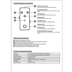 SharkChili Fuzz Single Effect True Bypass For Electric Guitar Overdrive (without power supply)