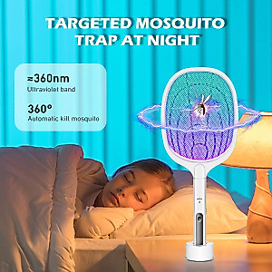 Bug Zapper, 3000 Volt Indoor & Outdoor Electric Fly Swatter, USB Rechargeable Mosquito Killer Racket for Home Bedroom, Kitchen,Office, Backyard, Patio,Safe to Touch with 3-Layer Safety Mesh