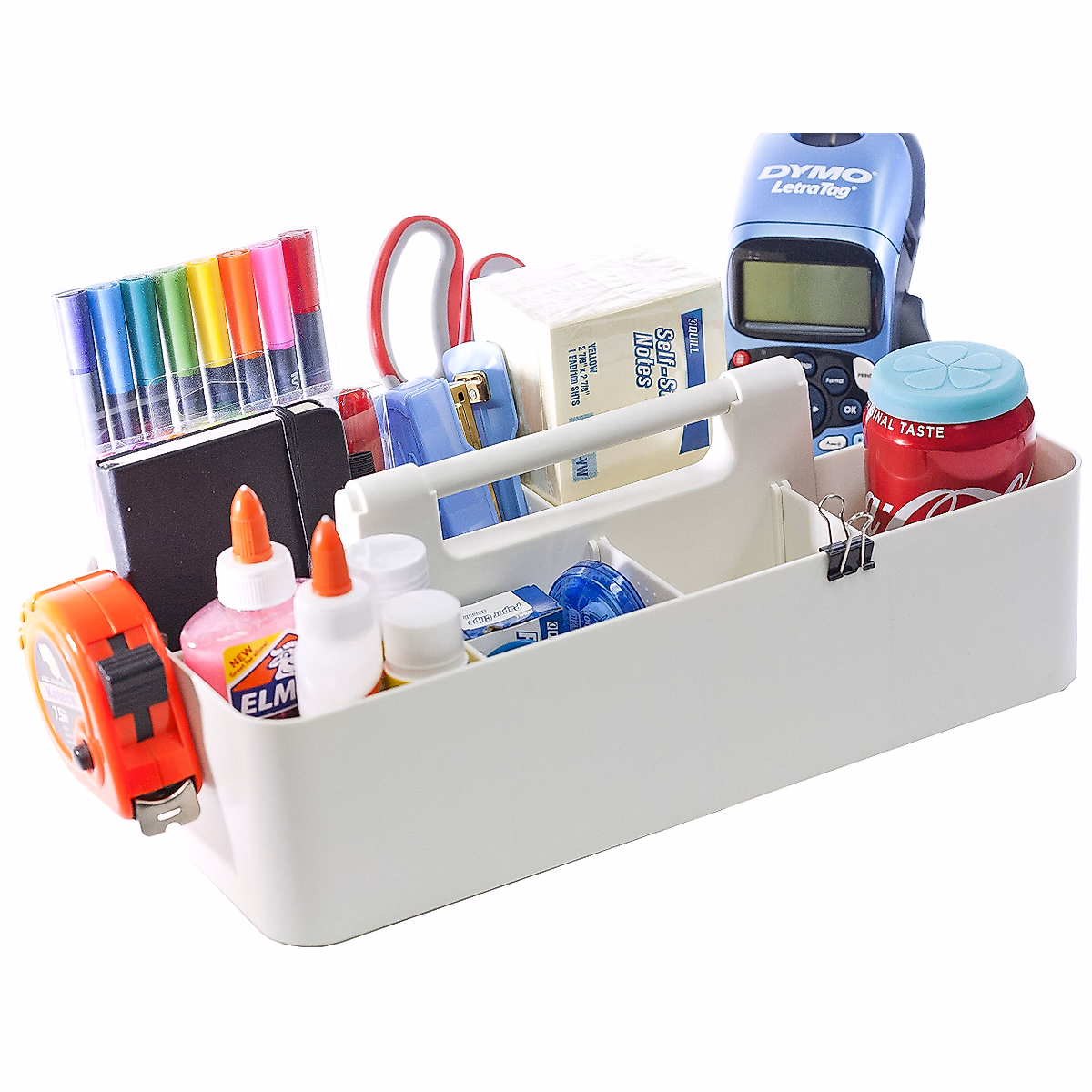 Enjoy Organizer -Large Portable Caddy, DIY Dividers, 8 Compartments, Bathroom Organizer,Portable Basket with Handle Storage Organizer Modern Made in USA (3 PACK, Ivory)