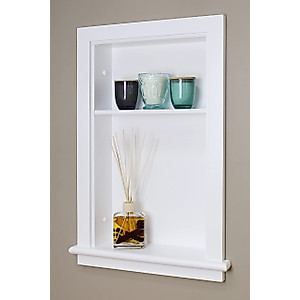 Fox Hollow Furnishings 14x24 Recessed Aiden Wall Niche - Wall Shelf for Storage and Home Decor, 1 Shelf (White W/Plain Back)