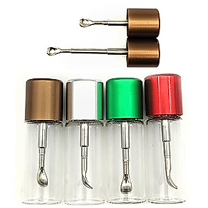 4 Pack Glass Pill Box Spice Bottle with Retractable Spoon Inside Small Storage Bottle for Outdoor Camping Travel Portable Pill Case
