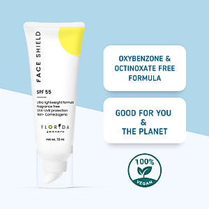 Face Shield by Florida Suncare - Non-Greasy SPF 55 Sunscreen for Face - Hawaii 104 Reef Act & Florida Keys Compliant and Non-Comedogenic - Broad Spectrum Lightweight Moisturizer for Face