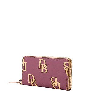 Dooney & Bourke Handbag, Monogram Large Zip Around Wristlet - Wine