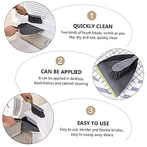 SOESFOUFU 1 Set Broom Cleaning Brush Cleaning Shovel Duster Mini Broom Dustpan Pet Hair Broom Cage Waste Cleaning Tool Gap Cleaning Broom Desktop Cleaning Brush Whisk Clean Keyboard Pp Green
