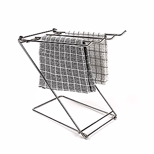 LENITH Stainless Steel Washcloth Holder Dish Rag Cloth Holder, 4 Arms Folding Towel Drying Rack for Kitchen countertop Bathroom, Hand Towel Stand Rack, Silver