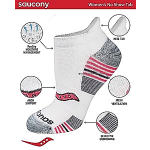 Saucony Women's 8/16 Performance Heel Tab Athletic Socks, Grey Fashion (8 Pairs), Medium