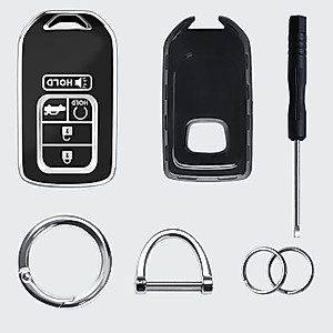 Key Fob Cover Case with Bling Keychain for Honda Accord, Key Cover Compatible with Honda Civic CRV Pilot Passport HRV Fit 2018 2020 2021, Key Fob Case for Honda Accessories