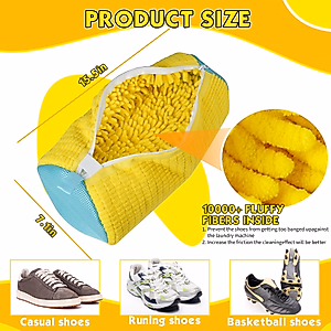 Ruirgo Shoe Washing Bag for Washing Machine – 360° Deep Cleaning, Unstain Laundry Shoe Bag for Washer and Dryer, Perfect for Sneakers, Tennis Shoes - Yellow 2 Pcs