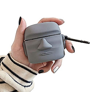 BONTOUJOUR Case Compatible with AirPods Pro, Creative Art Style Man Stone Status Shape Case, Stylish Soft Silicone Earphone Protection Skin for AirPods Pro +Hook