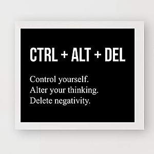 "CTRL+ALT+DEL" Inspirational Motivational Wall Art & Decor-Positive Quotes Poster Prints 8x10-Home Office Desk-Classroom Decor-Success Sayings-Encouragement Gifts for Men, Women, Teens-Ready to Frame.