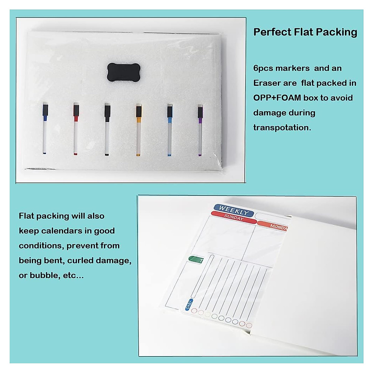 Magnetic Dry Erase Calendar Bundle for Fridge: 3 Boards Included - Monthly, Weekly, Daily Calendar Whiteboard 17x12" - 6 Fine Tip Markers and Large Eraser with Magnets, Refrigerator White Board Wall