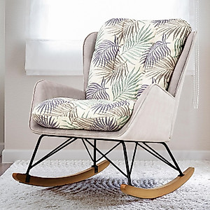 DWVO Modern Rocking Chair for Nursery, Thickened Removable Cushions Upholstered Glider Rocker Chair Armchair with Tall Back Comfy Side Chair Indoor for Living Room Bedroom, Beige