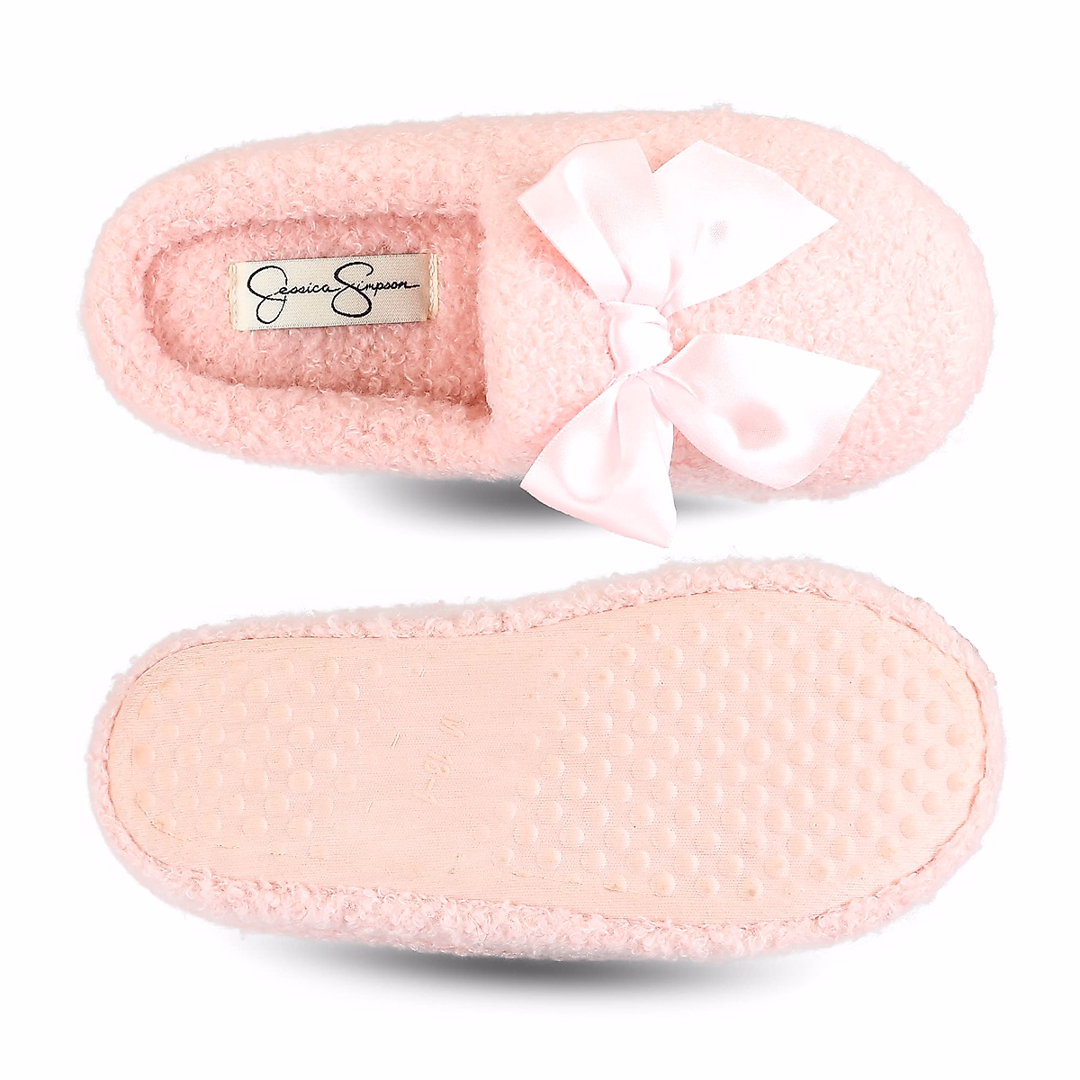 Jessica Simpson Girls Plush Marshmallow Slide On House Clog With Memory Foam Slipper, Pink, Large Little Kid US