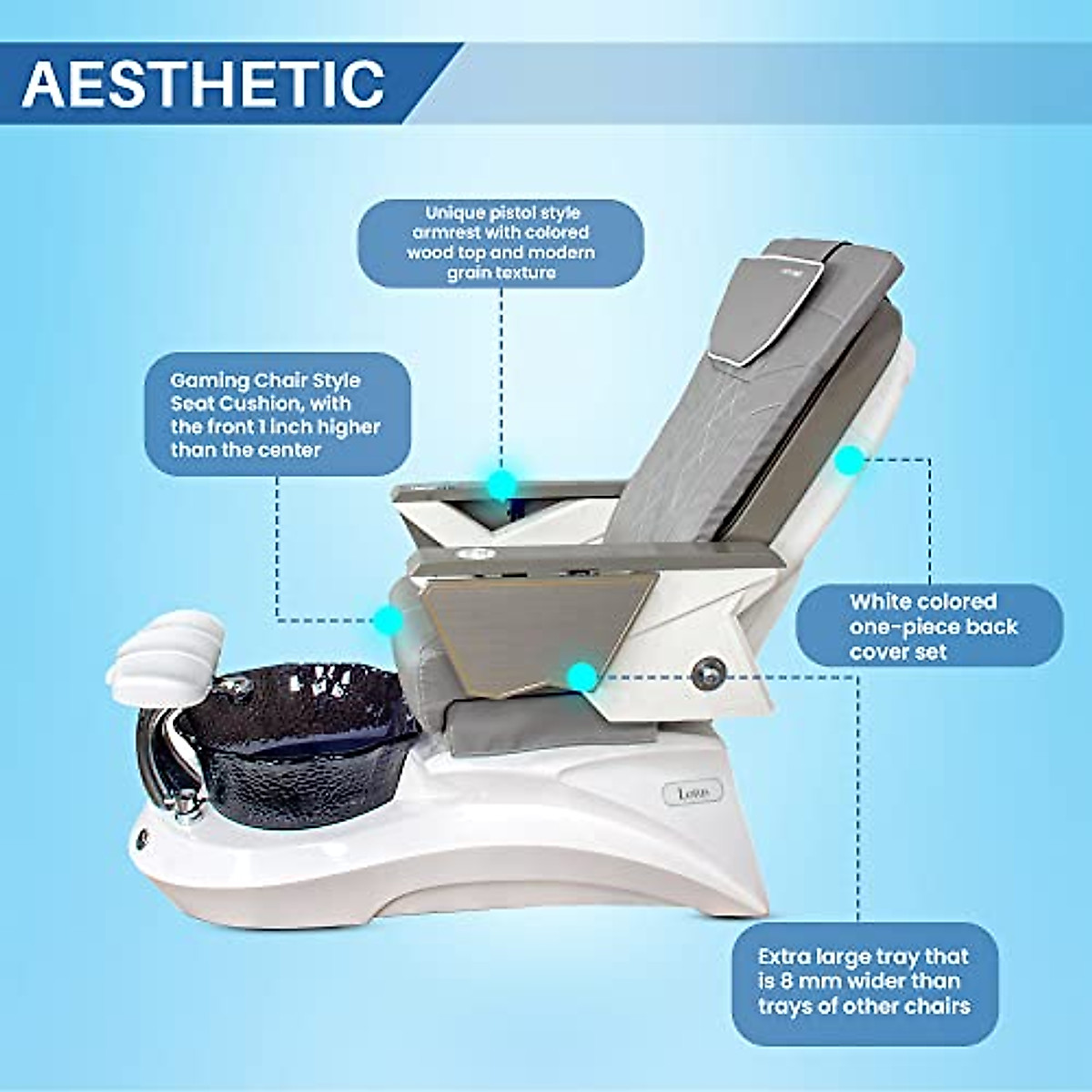 Viggo II FX Shiatsulogic Pedicure Chair Metallic Gold Stylish Pedicure Tub w/Discharge Pump & Pipe-Less Magnetic Jet Pedicure Spa, Black Cover Set