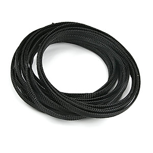 Bettomshin 1Pc 16.4Ft(5m) Cable Management Sleeve, 1/4"(6mm) Width PET Black Cord Protector, Wire Loom Tube Insulated Split Sleeving for USB Cable Power Cord Organizer Video Cable Hider