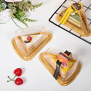 Zerodeko 50pcs Boxes Triangular Cake Box Disposable Cake Containers with Lids Mini Cheesecake Containers Chocolate Boxes Sandwich Sealing Container Cupcake Carrier Takeaway Box A03 Food Pvc