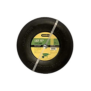 Marathon 00296 Easy Fit 4.00-6 Flat-Free Wheel Assembly for Residential Wheelbarrow, Black