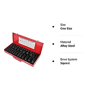 TYFYB 35pcs 1/2 Inch Drive Deep Impact Socket Tool Set Metric Garage Workshop Tools,Heavy Duty Impact Socket Set with Portable Case, Red