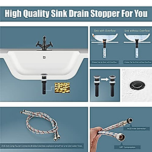Aolemi Bathroom Sink Faucet Oil Rubbed Bronze Single Hole Double Handle Cross Knobs Vanity Sink Basin Mixer Tap and Pop Up Drain with Overflow