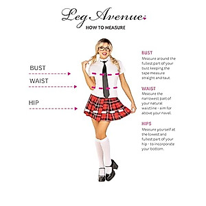 Leg Avenue womens - 4 Piece Private School Sweetie Set Sexy Pleated Skirt Roleplay Uniform Halloween Set f Adult Sized Costumes, White/Red, Small US