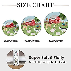 Farm House Animals Personalized Round Rug Fluffy Soft Mat for Bedroom Girls Boys Room, Custom Indoor Area Circular Floor Mat Chair Couch Plush Shaggy Carpet Home Decor 47.2x47.2 in