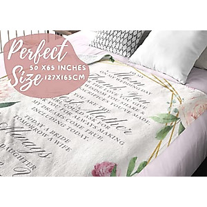 InnoBeta Mother of The Bride Gifts from Daughter, Gifts for Mother of The Bride, Thank You Gift for Mom, Mom Appreciation Blanket from Daughter on Wedding Day, Soft Throw Blanket (50"x 65", White)