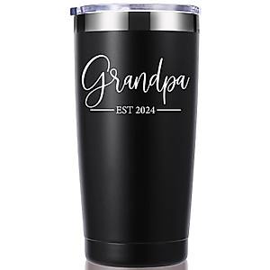 momocici Grandpa Est. 2024 20 OZ Tumbler.First Time Grandfather,Grandpa to Be,New Grandpa,Newborn Gifts.Birthday,Christmas Gifts for New Grandfather,Husband,Men Travel Mug(Black)