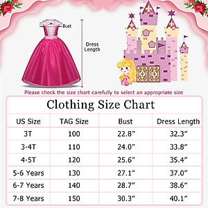 GJDAMFD Little Girls Elegant Pink Princess Dress up Clothes Halloween Birthday Party Costumes Kids Girls Dresses 5-6 Years