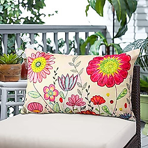 Artscope Set of 4 Decorative Throw Pillow Covers 12x20 Inches, Flowers Pattern Waterproof Cushion Covers, Perfect to Outdoor Patio Garden Living Room Sofa Farmhouse Decor