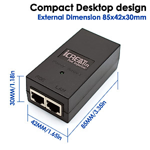 48V POE Injector Adapter, 24W / 30W PoE Power Over Ethernet Supply,10/100Mbps IEEE802.3af/at, Compatible for Ubiquiti POE-48-24W, Amcrest/Hikvision/YI/Polycom/Aastra Camera and Phones