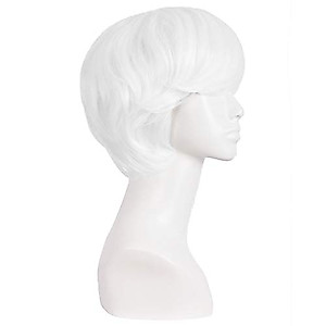 MapofBeauty 10 Inch/25cm Fashion Men Short Curly Hair Cosplay Wig (White)