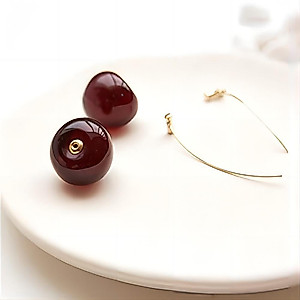 Cherry Earrings Dangle - JJBA JoJo Kakyoin Cute Anime Cosplay Jewelry - Sweet Fruit Earring Gift for Women