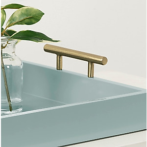 Kate and Laurel Lipton Decorative Modern Rectangular Tray, 17 x 12, Spa Blue and Gold, Chic Serving Tray for Storage, Organization, and Display