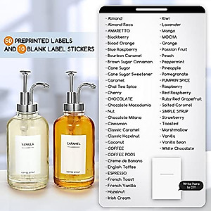 2 Pack 16.9OZ Coffee Syrup Dispenser for Coffee Bar with Labels and Silver Pump, 500ML Syrup Bottles for Home Bar, BPA Free & Durable Transparent Glass Syrup Dispenser Bottles