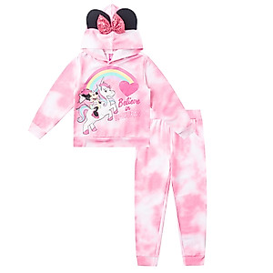 Disney Minnie Mouse Girls Hoodie and Pants Set for Toddler and Little Kids