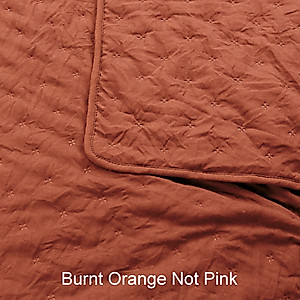 ROARINGWILD California Cal King Size Quilt Bedding Sets with Pillow Shams, Burnt Orange Oversized Lightweight Soft Bedspread Coverlet, 3 Pieces, 118x106 inches, All Season
