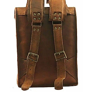 DEENIT'S Tan Pure Leather Roll Top Backpack Bag For Laptop, Ipad , Files, Books Shoulder Bag for Men and Women (24x14x6)