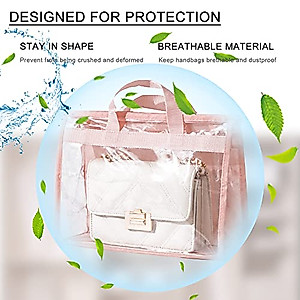 SZXFMY 8 Pack Handbag Storage Organizer Dust Bags Transparent Purse Storage Bag Organizer for Closet with Handle and Zipper Handbags Bag (Pink)