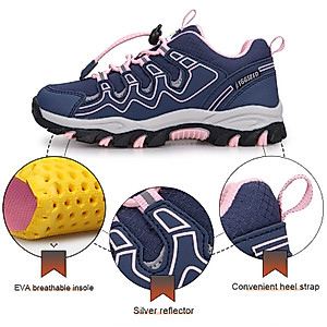 Eggseed Girls Kids Hiking Trail Shoes Waterproof Slip Resistant Outdoor Trekking Walking Running Sneakers,Purple Pink,2 US Little Kid