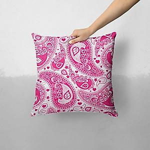 iiRov Pink & White Paisley Pattern V421 - Custom Decorative Home Decor Indoor or Outdoor Throw Pillow Cover for Sofa, Bed or Couch Cushion (Pillow CASE Cover ONLY)