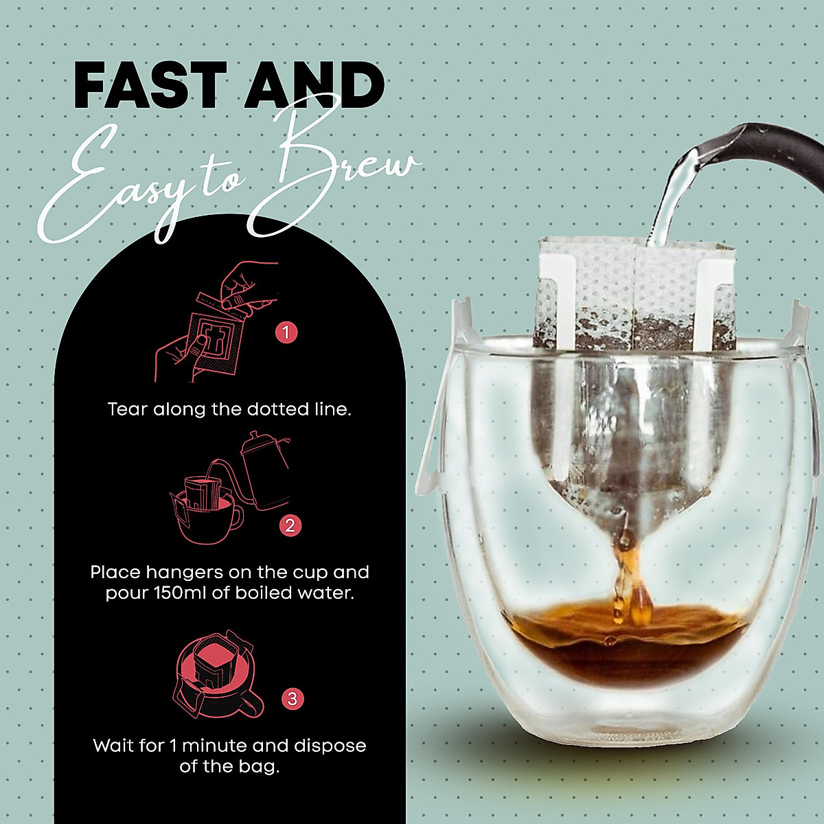 Mondo Drip Coffee Mix (10-Pack Variety), Single Serve Pour Over Filter Bags, Pre-Filled 100% Arabica, Medium Roast