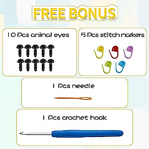 Crochet and Knitting Yarn for Beginners 3x1.76oz Yarn for Crocheting with Easy-to-See Stitches Chunky Cotton-Nylon Blend Easy Yarn Kit for Beginner Crocheting Set 262 Yards, Yellow&White&Orange