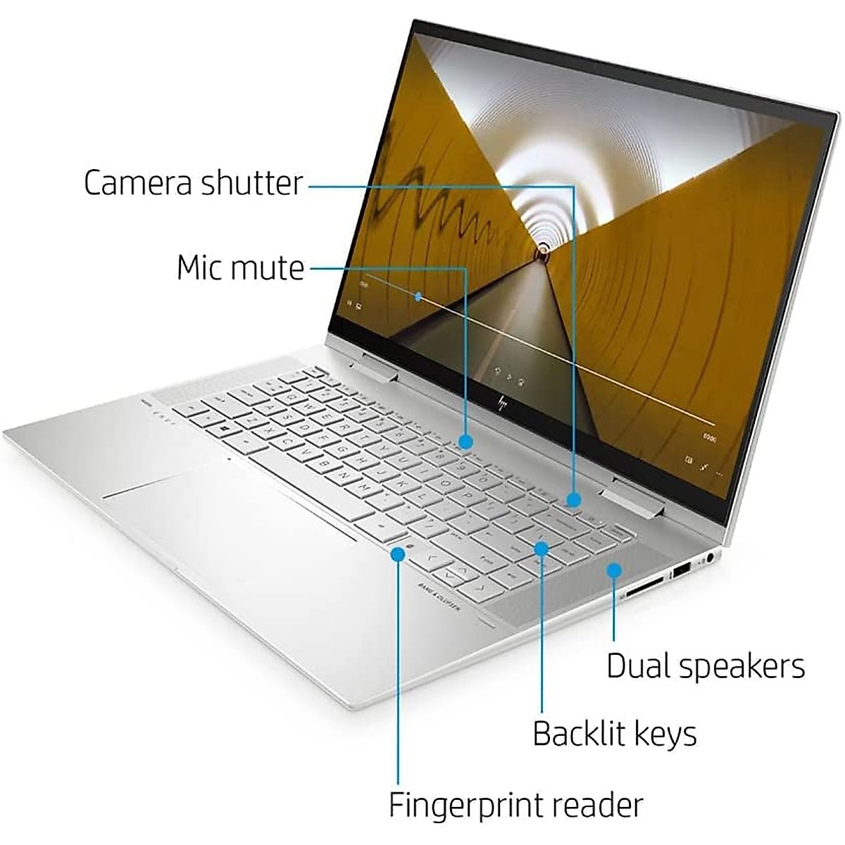 2022 HP Envy X360 2-in-1 15.6" FHD Touchscreen Laptop Computer, Intel Core i7-1165G7, 32GB RAM, 2TB PCIe SSD, Backlit Keyboard, Iris Xe Graphics, B&O Audio, Windows 11, Silver, 32GB USB Card
