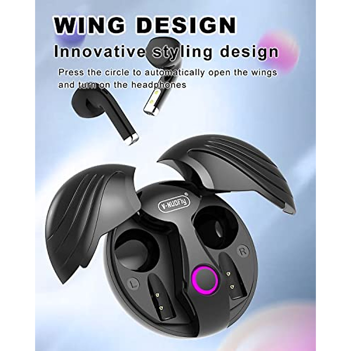 Wireless Gaming Earbuds Bluetooth Headphones with Microphone Waterproof Ultra Low-Latency in-Ear Earphones Cordless Wireless Ear Buds for Gaming Laptop TV Smart Phone PC Sport Black Fallen Angels