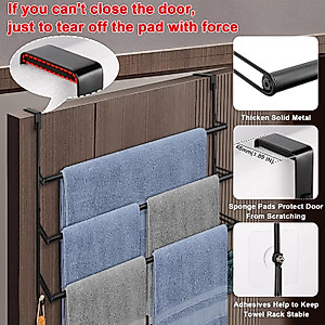 Livabber 3-Tier Over The Door Towel Rack, All Metal Towel Rack with Hooks for Door Hanging, Behind Door Towel Bar Towel Storage Holder for Bathroom Accessories, 22.83" L x 5.9" Wx 24.4" H (Black)