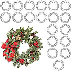 Wire Wreath Frame, ZEONHAK 20 Pack 10 Inches Round Metal Wreath Frame, Wire Wreath Rings for Wedding, Holidays, Home Party Garden Decorations, Valentines, Dark Green